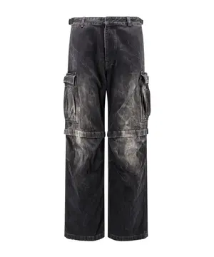 Balenciaga Logo Embroidered Wide-leg Cargo Jeans