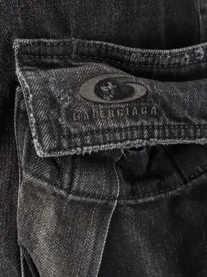 Balenciaga Logo Embroidered Wide-leg Cargo Jeans