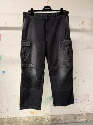 Balenciaga Logo Embroidered Wide-leg Cargo Jeans