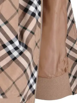 Burberry Checked Zip-up Harrington Jacket - Brown
