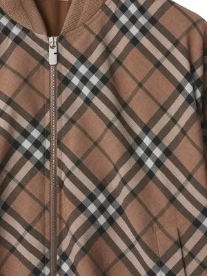 Burberry Checked Zip-up Harrington Jacket - Brown