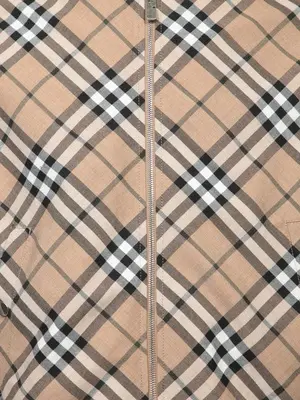 Burberry Checked Zip-up Harrington Jacket - Brown