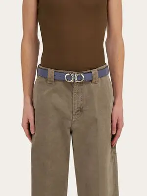 FERRAGAMO Reversible Gancini Buckle Belt - Gray