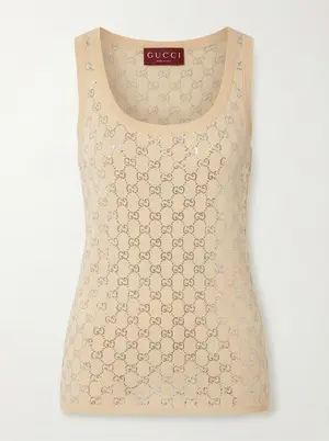 Gucci Monogrammed Embellished Tank Top