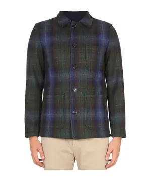 Aspesi Tadao Checked Buttoned Jacket - Black