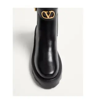 Valentino Garavani Logo Plaque Buckle Detailed Ankle Boots