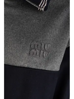Miu Miu Two-toned Zip-up Jacket - Black