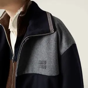 Miu Miu Two-toned Zip-up Jacket - Black