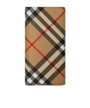 Burberry Check Printed Bi-fold Wallet - Sand-colored