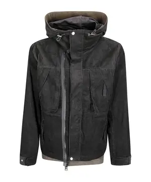 Sacai Corduroy Zipped Hooded Jacket - Black