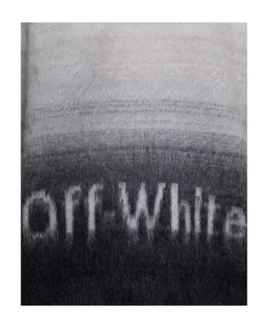 Off-White Intarsia-logo Crew-neck Jumper - Gray