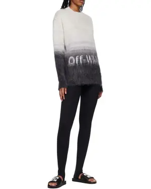 Off-White Intarsia-logo Crew-neck Jumper - Gray