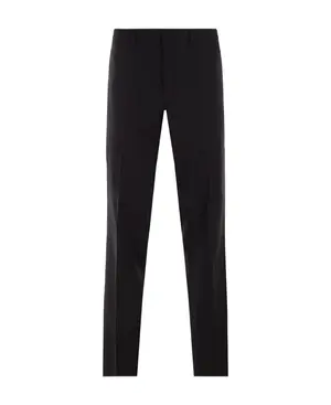 Prada Mid-rise Tailored Trousers With Triangle Logo Detail - Black