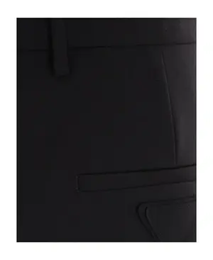 Prada Mid-rise Tailored Trousers With Triangle Logo Detail - Black