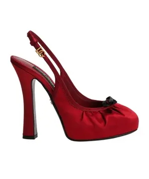 Dolce & Gabbana Satin Slingback Pumps With Bow Detailing - Red