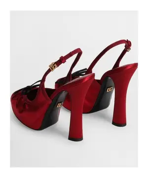 Dolce & Gabbana Satin Slingback Pumps With Bow Detailing - Red