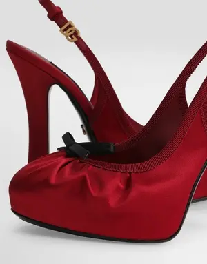 Dolce & Gabbana Satin Slingback Pumps With Bow Detailing - Red