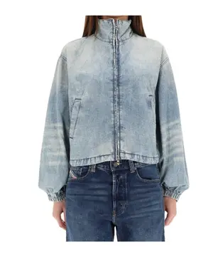 DIESEL® High-neck Zip-up Denim Jacket