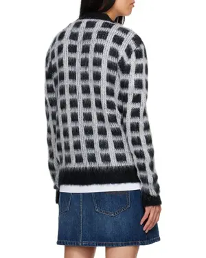 Marni Brushed Check Fuzzy Wuzzy Cardigan