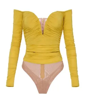 Elisabetta Franchi Long Sleeve Plunge Bodysuit
