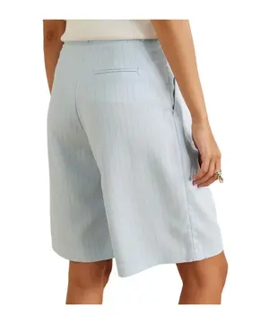 THE FRANKIE SHOP Vivian Pleated Pinstripe Shorts - Blue