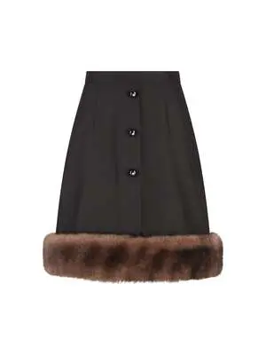 Valentino Garavani Shearling Trim Skirt