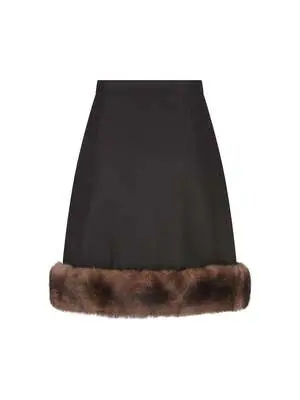 Valentino Garavani Shearling Trim Skirt
