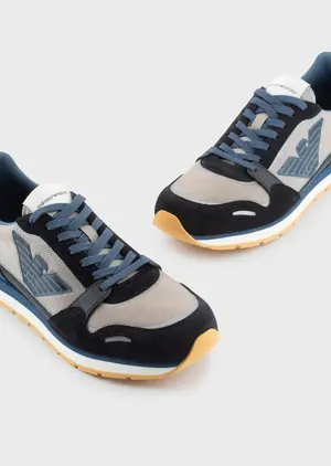 Emporio Armani Lace Up Sneakers With Mesh Details - Multicolor