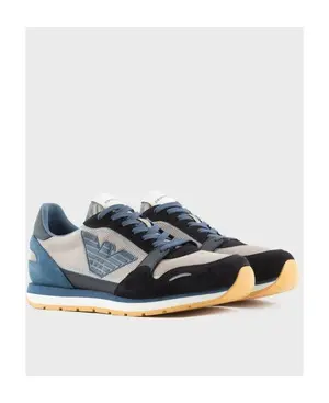 Emporio Armani Lace Up Sneakers With Mesh Details - Multicolor