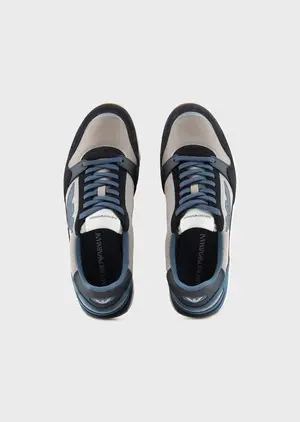 Emporio Armani Lace Up Sneakers With Mesh Details - Multicolor
