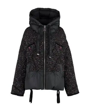 Khrisjoy Long-sleeved Down Jacket With Rope Hood And Zipper Closure