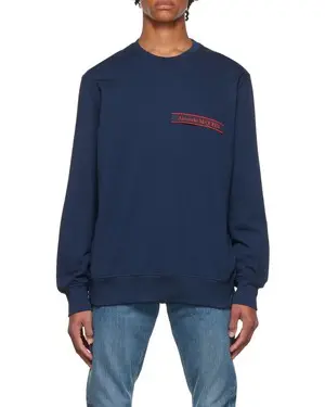Alexander McQueen Logo Patch Crewneck Sweatshirt - Blue