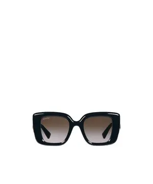 Gucci Butterfly Frame Sunglasses With Double G Detail - Bright Black