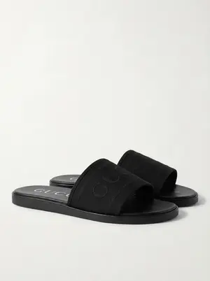 Gucci Tonal Logo Slide Sandals - Black