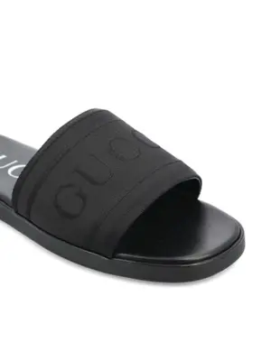 Gucci Tonal Logo Slide Sandals - Black