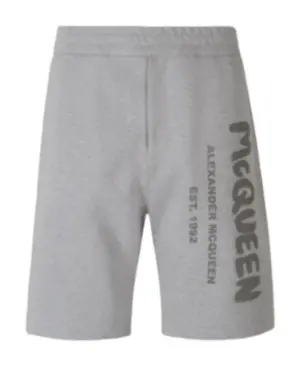 Alexander McQueen Graffiti Printed Sport Shorts - Gray