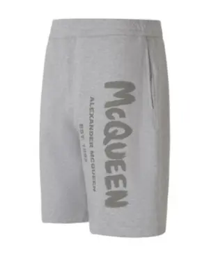 Alexander McQueen Graffiti Printed Sport Shorts - Gray