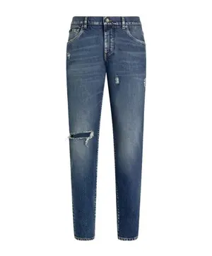 Dolce & Gabbana Straight Leg Distressed Jeans - Blue