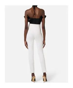 Elisabetta Franchi High-waist Slim Pants With Gold Logo Detail