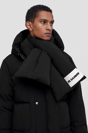 JIL SANDER Logo-patch Padded Scarf - Black