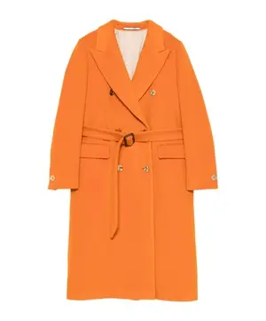 Tagliatore Belted Double-breasted Coat - Orange