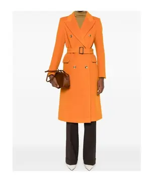 Tagliatore Belted Double-breasted Coat - Orange