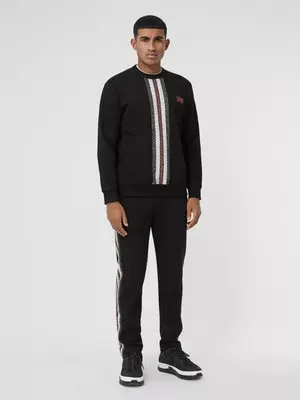 Burberry Striped Detail Crew Neck Sweater