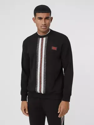 Burberry Striped Detail Crew Neck Sweater