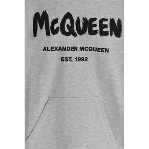 Alexander McQueen Logo Print Drawstring Hoodie - Gray