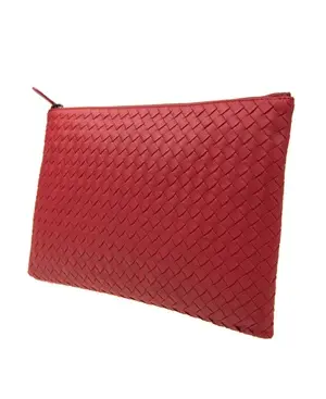 Bottega Veneta Woven Zipper Clutch - Red