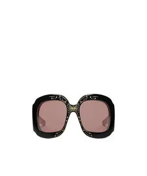 Gucci Oversized Embellished Square Frame Sunglasses - Nude