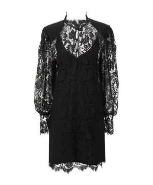 Chloé Floral Lace High-neck Dress - Black