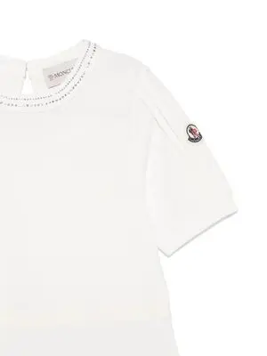 Moncler Cotton Piqué Dress With Embellished Neckline