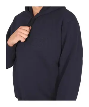 Aspesi Drawstring Long-sleeved Hoodie With Embossed Logo - Black